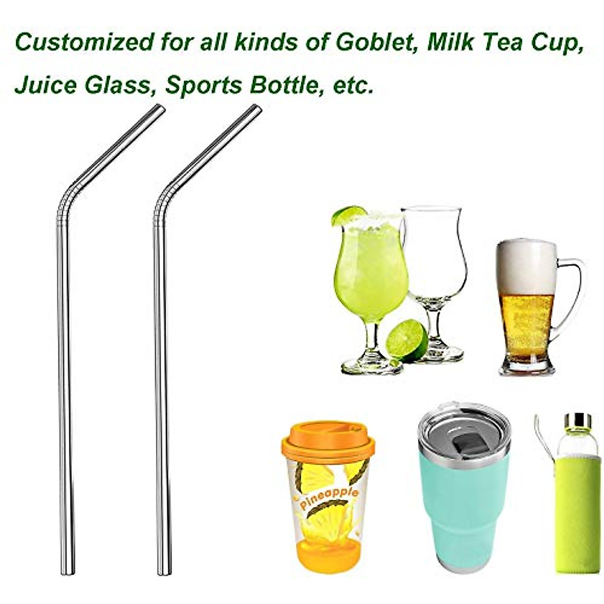 4 Pcs Reusable Metal Drinking Straws 8.5 Inch Stainless Steel Straw 6mm Diameter Wide -Compatible with 20oz Yeti Tumblers Eco-Friendly Washable non-plastic or glass - UNbreakable
