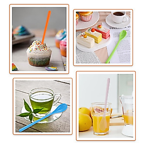 Qianyu 4 Pcs Long Handle Plastic Spoons Sturdy Ice Cream Spoons Disposable Longdrink Coffee Mixing Spoon for Chocolat Milkshakes Cold Drinks Honey Tea Floats Cocktails Tall Iced Beverages