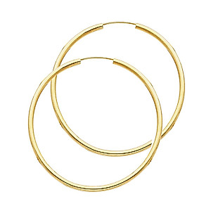 14k Yellow Gold 2mm Thickness Endless Hoop Earrings (35 x 35 mm)