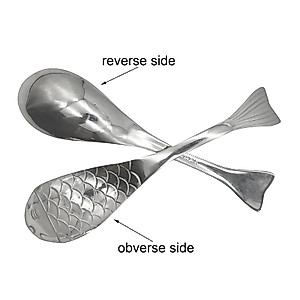 Pinenjoy 4Pcs Silver Fish Spoon 18/10(304) Stainless Steel Asian Soup Spoon Short Handle Spoon for Porridge Cereal Rice