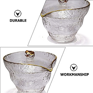 Cabilock Glass Tea Pitcher Pour Spout Teacup Covered Ice Cream Bowl Matcha Cup Crackle Glass Tea Dispenser Pot Coffee Mug for Home Kitchen Gongfu Tea Maker