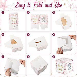 50 Pcs Elephant Diaper Raffle Tickets with Baby Shower Holder Box Baby Party Decorations Diaper Raffle Box Baby Shower Card Girl Elephant Game Insert Card for Baby Party Diaper Raffle Game