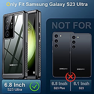 Humixx for Samsung Galaxy S23 Ultra Case,Waterproof Built-in Lens, Screen Protector[Full-Body Shockproof][12FT Military Drop Proof][Dustproof][IP68 Underwater] Protective Phone Case 5G 6.8”-Black