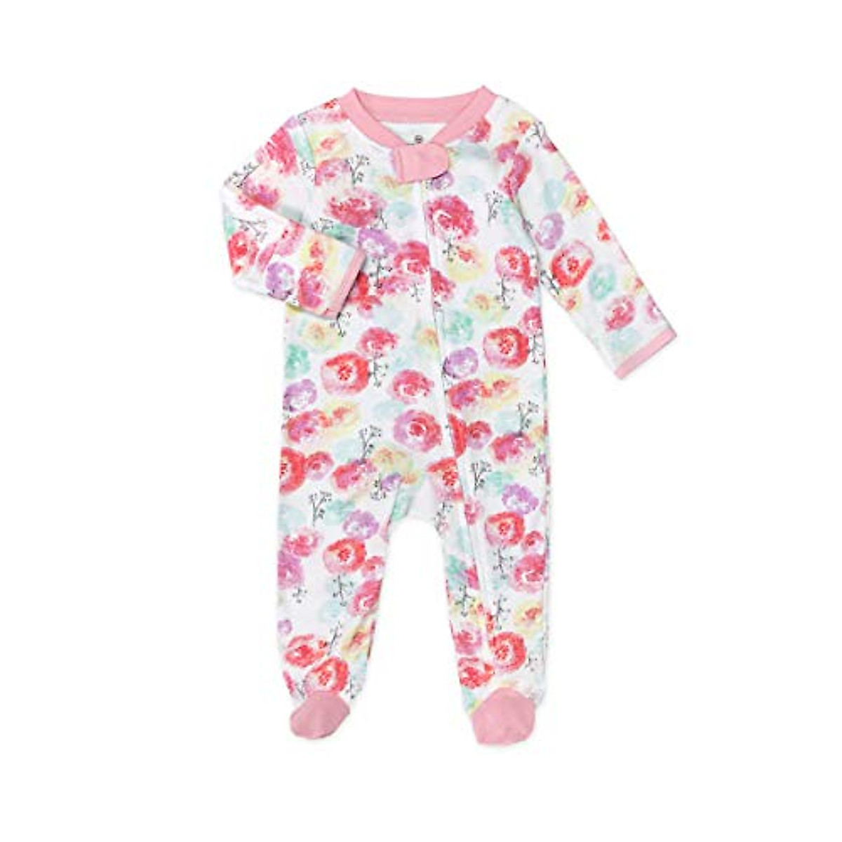 HonestBaby unisex baby 2-pack Organic Cotton Footed Pajama & Play and Toddler Sleepers, Rose Blossom/Love Dot, 0-3 Months US