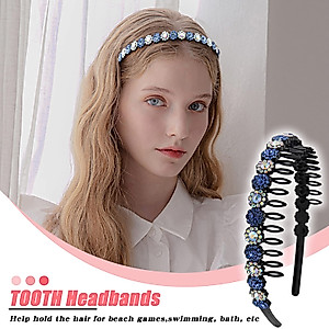 Yeshan Teeth Comb Headbands For Women with Rhinestone and Crystal beaded Plastic Hairband,Pack of 4