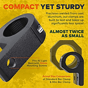 LAMPHUS Off-Road ATV UTV Light Bar Mounts Mounting Bracket Mini Bar Clamp Kits [0.75"/1"/1.25" Inch] [Horizontal Bar] [Aluminum] [2 Unit] Bull Bar UTV Roll Bar Clamp Tube Roll Cage Clamps Mount