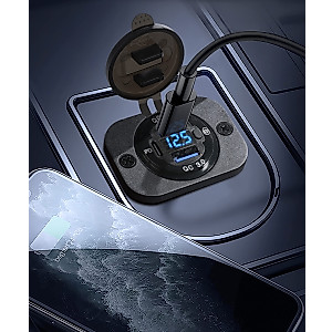 ESEWALAS 12v USB Outlet, Quick Charge 3.0 Dual USB and PD USB C Socket Power Outlet with On Off Switch,12 Volt USB Charger Socket,Waterproof 12V/24V Fast Charge USB Port