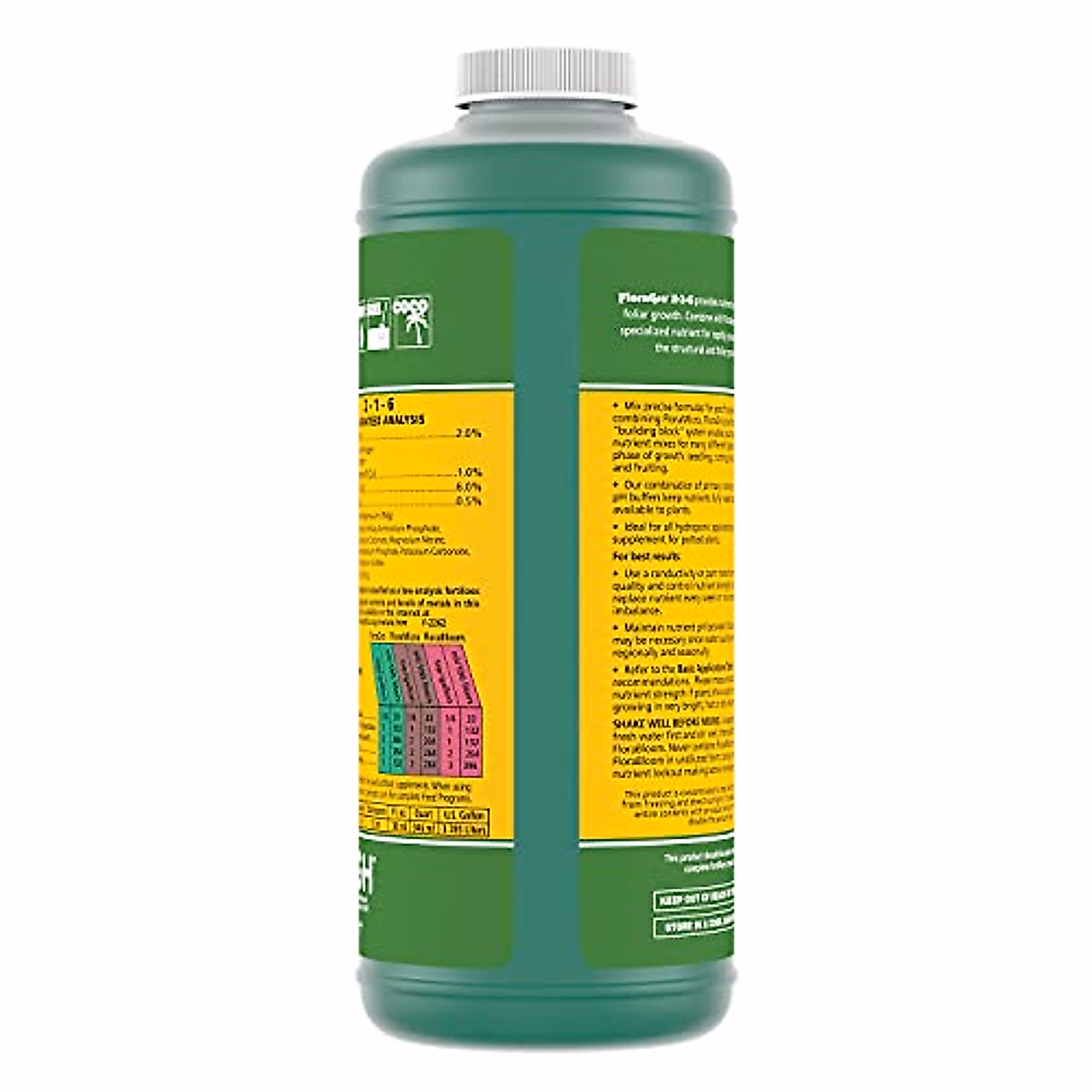 General Hydroponics FloraGro 2-1-6, Use With FloraMicro & FloraBloom, Provides Nutrients For Structural & Foliar Growth, Ideal For Hydroponics, 1-Quart