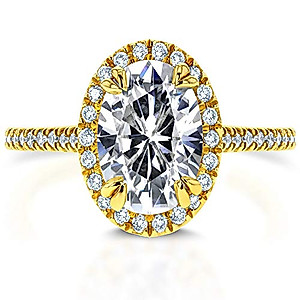 Kobelli Oval Moissanite and Lab Grown Diamond Halo Engagement Ring 1 4/5 CTW 14k Yellow Gold (GH/VS, DEF/VS), 8