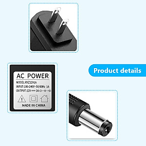 OOSSXX 12V1A 100V-240V US AC to DC Power Supply Adapter for CCTV Home Security Camera System 10 Feet Cord Power Supply for Surveillance Camera