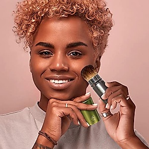 EcoTools Travel Kabuki Makeup Brush for Foundation, Blush, Bronzer, & Powder, Retractable, Green, Aluminum, Sustainable, Travel Friendly & Perfect for On The Go, 1 Count