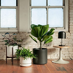 Elly Décor 12 inch Round Cylinder Plastic Planter with Drainage, Round Classic Smooth Texture, Lightweight & Extremely Durable 12" x 12" Cylinder Pot Black