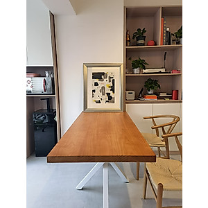 SUSUO 6.5ft x 31.5 inch Rectangle Solid Wood Dining Table Modern Dining Table Leisure Coffee Table in Modern White, Stylish Kitchen Dining Room Office Room Furniture