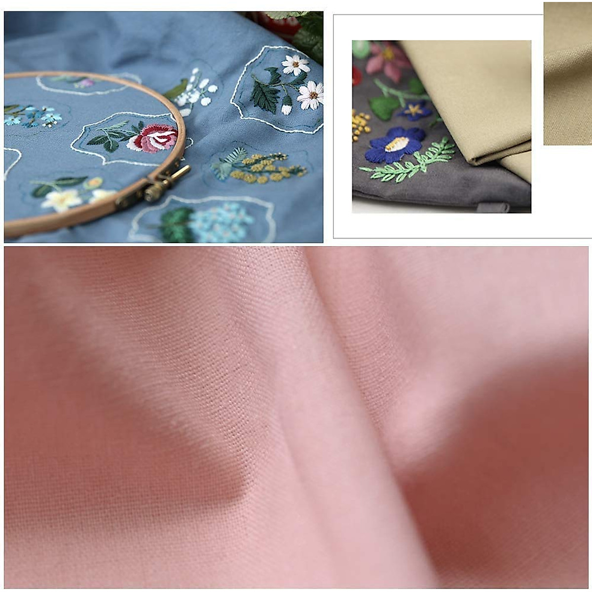 Embroidery Fabric-6 Pcs 6 Solid Colors Linen Needlework Fabric Cross Stitch Cloth for DIY Art Craft Handwork …