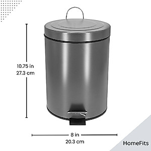 HOMEFITS Round 5L/1.3 Gal Trash Bin Plastic w/Lid-Eco, Easy Clean, Suitable for Bathroom, Bedroom, Office-Long Life Durable White Bathroom Trash, Office Bin