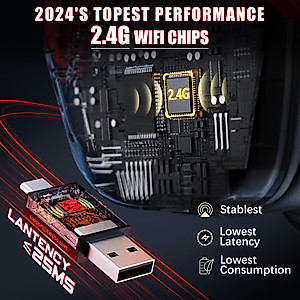 Wireless Gaming Headset 2.4GHz USB & Type-C Gaming Headphones for PC, PS4, PS5, Switch, Bluetooth 5.3 Gaming Headset with Detachable Noise Cancelling Microphone