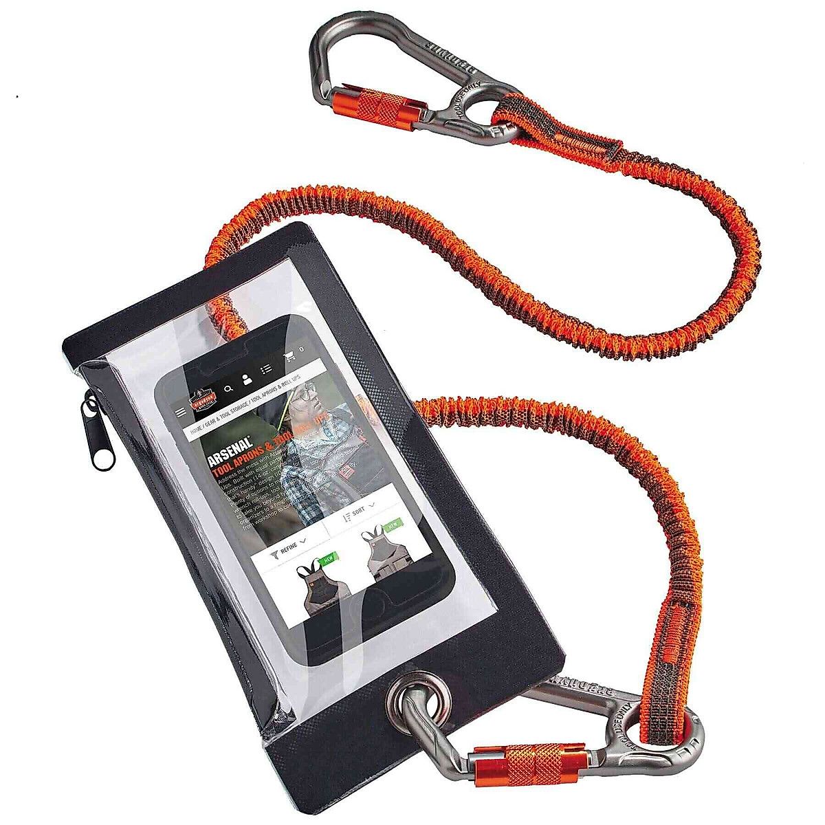 Water Resistant Phone Pouch, Zippered Cell Phone Sleeve, Attaches to Tool Lanyard, Standard Size, Ergodyne Squids 3760S
