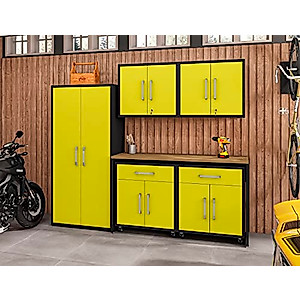 Manhattan Comfort Eiffel Garage Cabinets and Storage System, Set of 6, Yellow