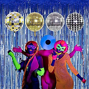 Muhome Blue Foil Fringe Curtain, 2PCS 3.28FT x 8.2FT Metallic Tinsel Door Curtains Photo Booth Backdrop for Wedding Birthday Bridal Shower Baby Shower Bachelorette Disco Dancing Party Decorations