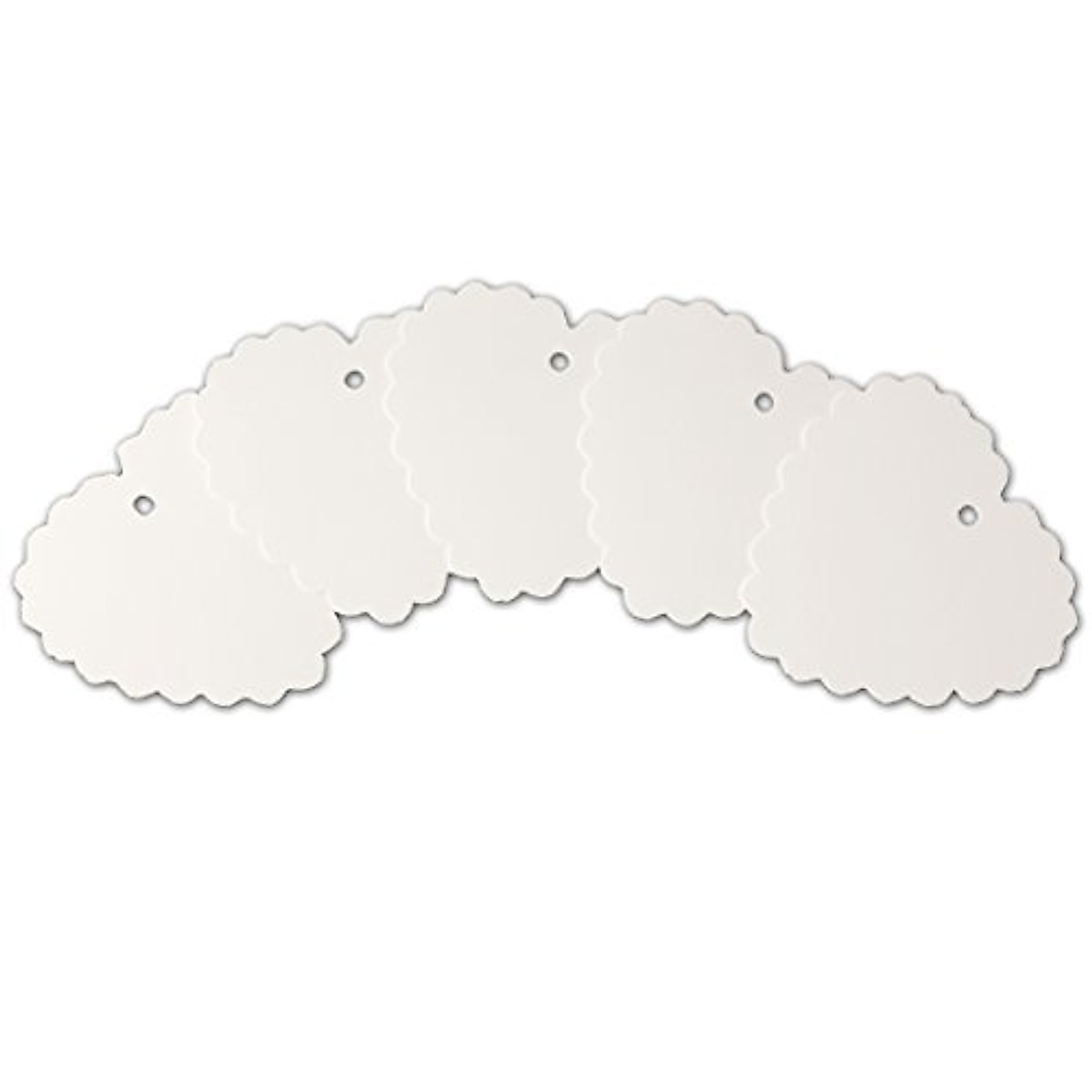 LWR CRAFTS 100 Hang Tags Scalloped Heart with Jute Twines 100ft (2 1/2" x 2 3/8", White)