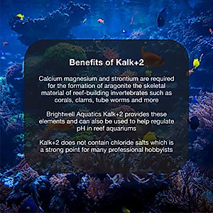 Brightwell Aquatics Kalk+2 - Advanced Calcium, Magnesium & Strontium Powdered Kalkwasser Supplement for Marine Fish and Aquariums