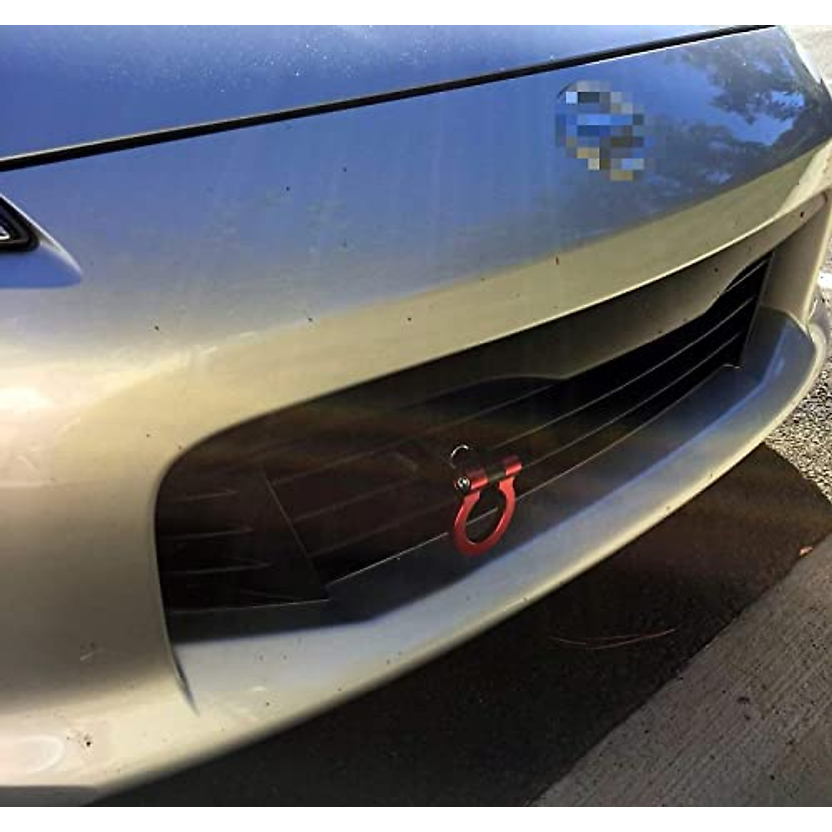 iJDMTOY Red Track Racing Style Tow Hook Ring Compatible with Nissan 370Z GT-R Juke Infiniti G37 Q50 Q60 QX60 QX70 etc, Made of Lightweight Aluminum