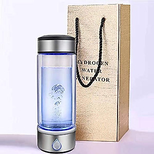 Portable Hydrogen-Rich Water Cup Generator,Up to 1500PPB with New SPE PEM Technology, Rechargeable Water Machine Ionizer,Health Cup Glass Water Bottles with Alkaline Energy (380ml)