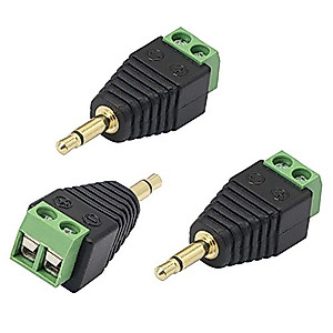 GELRHONR 3.5mm Mono Male to 2 Pin Screw Terminal, 1/8 Inch Stereo TS Audio Plug Screw Block Solderless Balun Connectors for Headphone Headset and Earphone-3 Pack