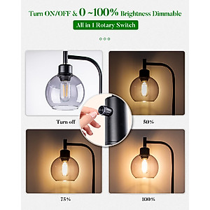 bulbeats 68IN Industrial Floor Lamp, Dimmable (Brightness Adjustable) Standing Tall Lamps for Living Room, Modern Floor Lamp with Grey Glass Shade, Bulb Included, Farmhouse Mid Century Decor