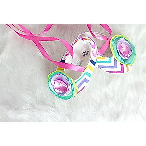 Heidy Berry Baby Girl Shoes Flower Booties Ballerina Rainbow Chevron (6-9 Months)