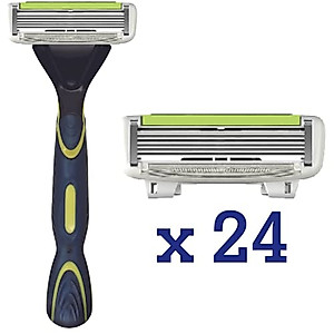 ShaveMOB 6-Blade Men's Razor Kit (Flex Head Handle + 24 Refills) (No Trimmer) - The Caveman Shaving Kit