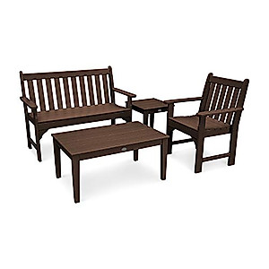 POLYWOOD Vineyard 4-Piece Bench Seating Set (Mahogany)