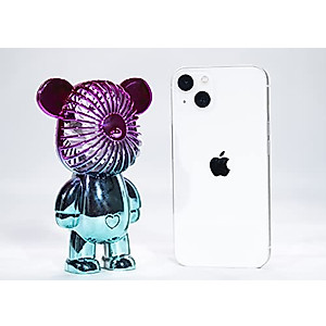 Lizihaowu Handheld Fan Rechargeable USB Mini Fan Portable, Cute Bear Fan, Eyelash Fan For Kids Girls Women Home/Travel/Outdoor/Makeup/violet-blue gradation