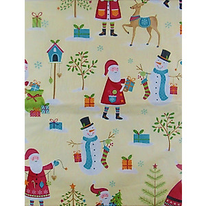 Santa's Christmas Day Vinyl Flannel Back Tablecloth (60" x 84" Oblong)