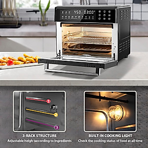 CUSIMAX Air Fryer Oven, 13-in-1 Convection Oven, 24QT Air Fryer Combo, Countertop Air Fryer Toaster Oven with Rotisserie & Dehydrator, Rich Accessories (Black Touch Screen)