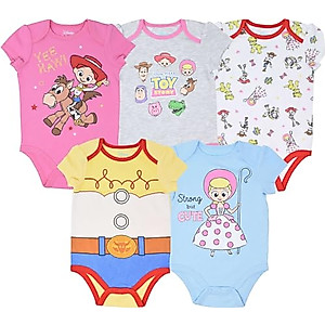 Disney Pixar Toy Story Jessie Bo Peep Newborn Baby Girls 5 Pack Short Sleeve Bodysuits Toy Story Newborn