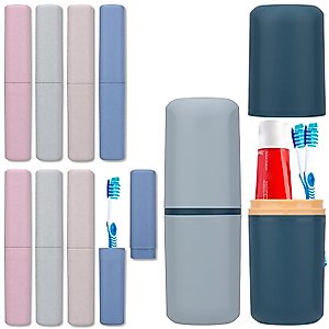CEE 8 Pack Travel Toothbrush Case & 2 Pack 3 in 1 Travel Toothbrush Cup Case Box, Plastic Breathable Portable Toothbrush Holder Toothpaste Storage Box Cup for Travel, Business, Home, Camping, School