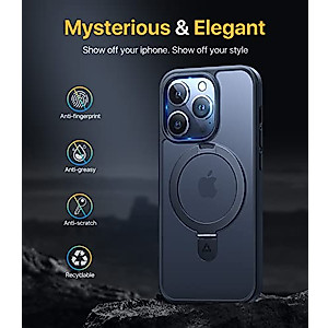 andobil Designed for iPhone 14 Pro Max Case - Magsafe Compatible - with Invisible Stand - Military Drop Protection Kickstand Slim Thin Phone Case for iPhone 14 Pro Max 6.7 Inch for Men Women - Black