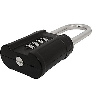 FJM Security SX-874 4-Dial Long Shackle Combination Padlock With Black Finish