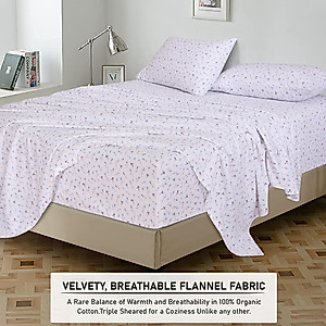 RUVANTI Flannel Sheets Queen Size - 100% Cotton Brushed Flannel Bed Sheet Sets - Deep Pockets 16 Inches - All Seasons Breathable & Super Soft - Warm & Cozy - 4 Pcs - Navlight