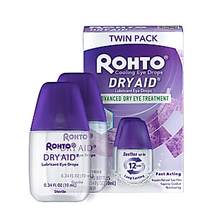 Rohto Dry Aid Lubricant Eye Drops, Fast Relief for Dry Eyes, Long-Lasting Hydration, Dry Eye Symptom Relief, Moisturizing and Soothing Eye Drops for Dry Eyes, Contact Lens-Friendly, 0.34 fl oz