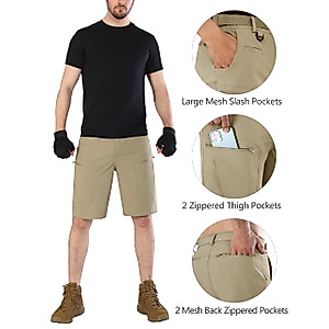 Shallowlulu Mens Cargo Hiking Shorts Water Resistant Quick Dry Lightweight Breathable Tactical Shorts with Nylon Belt(Mud 34W/10L)