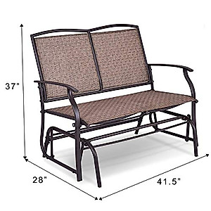 Wenst'sKufAN Patio Glider Chair, Outdoor Textilene Swing Glider Bench with Stable Steel Frame, Patio Swing Glider Bench for 2 Persons Rocking Chair, Idea for Outdoor Backyard,Beside Pool and Lawn