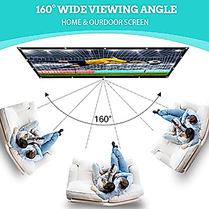 100 Inch Front and Rear Projector Screen, Simple Hangable Movie Screen with Hooks, Ropes, Portable Office Indoor & Outdoor Video Projection Screen