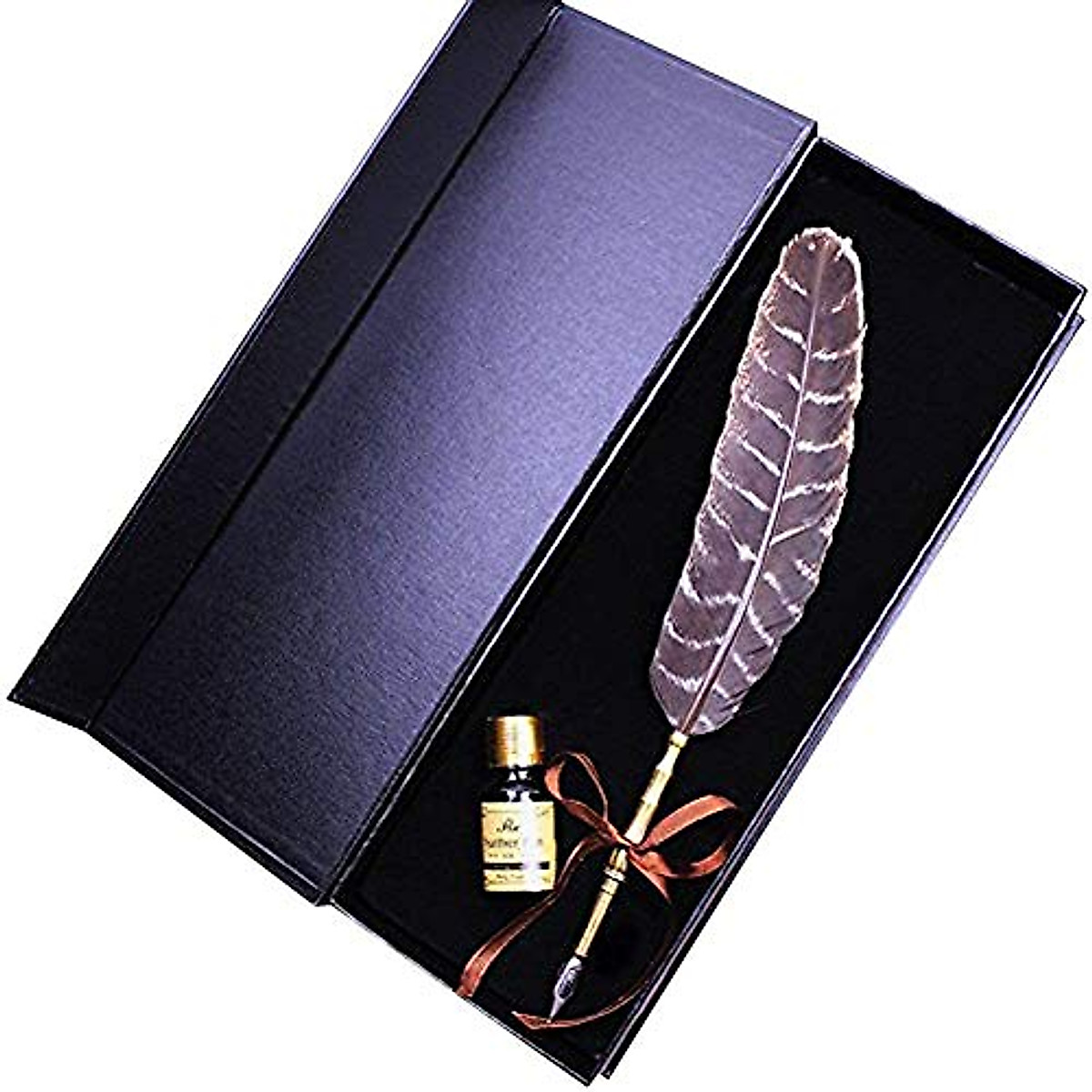 Feather Pens Calligraphy Pen with Ink Set Owl Feather Quill Ink Pen for Writer