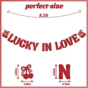 Lucky in Love Banner - Drunk in Love Banner, Cherry Theme Bachelorette, Bridal Shower, Wedding Party Decorations Red Glitter