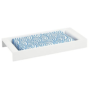 mDesign Wood Bamboo Tray for Bathroom and Vanity - Fits on Top of Toilet Tank, Sink, Counter - Bath Accessories Organizer - Soap, Towel, Skincare, Perfume, Toiletry Holder - Echo Collection - White
