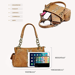 Montana West Handbag and Purse Concealed Carry Tote Bag for Women Leather Embroidered Western Design Satchel MW856G-8085WBR