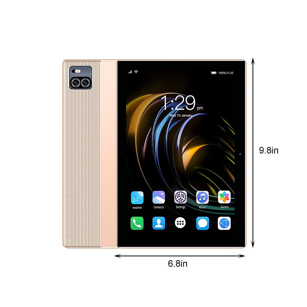 Upgraded 10.1 Inch Ultra-Thin HD Tablet 2+16g WiFi Bluetooth Android 10-Core Voice 3800mah Battery Call Game Tablet Supports Sim Communication, Front and Rear Dual Cameras (Gold)