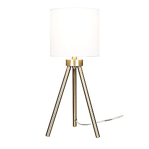 Catalina Lighting 22967-001 Mid-Century Modern Tripod Table Lamp, LED Bulb Included, 19", Antique Brass